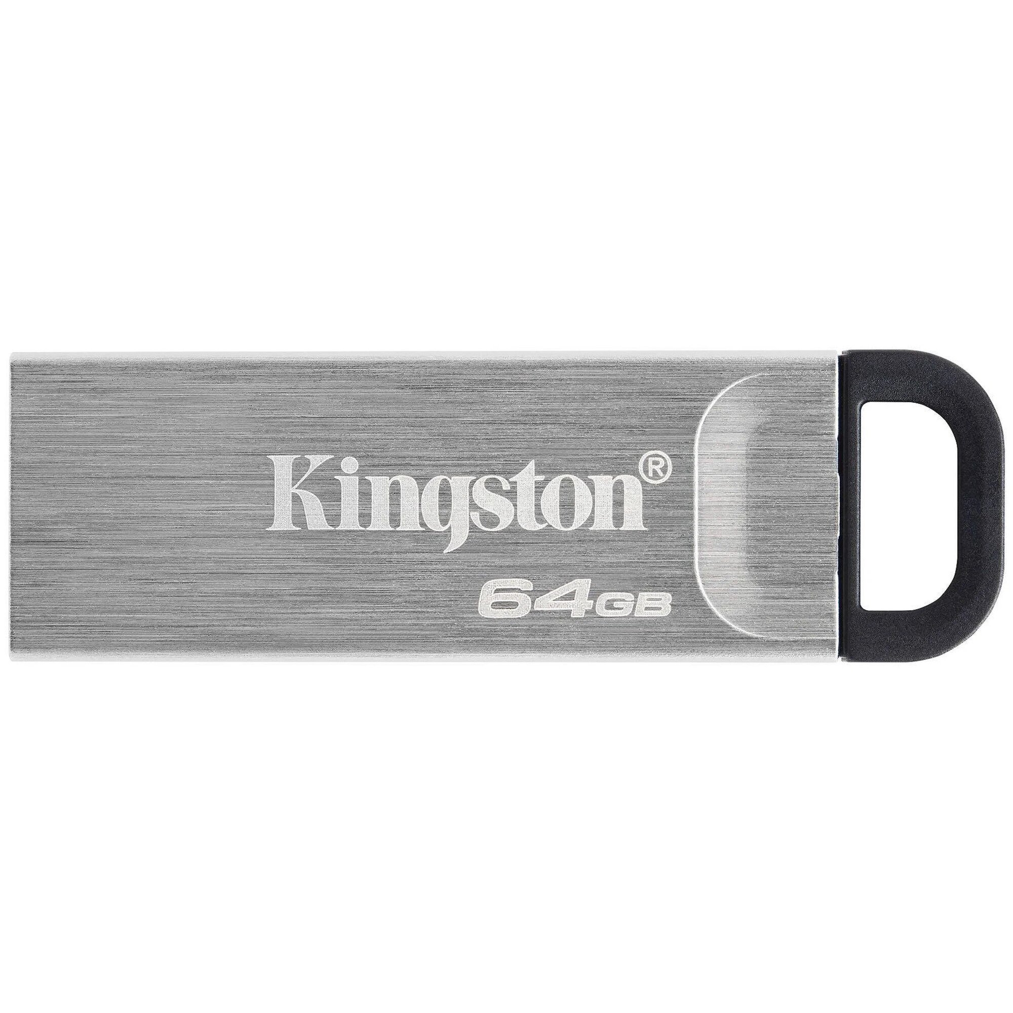 Флешка Kingston DataTraveler Kyson 64ГБ USB3.1 серебристый/черный (DTKN/64GB)