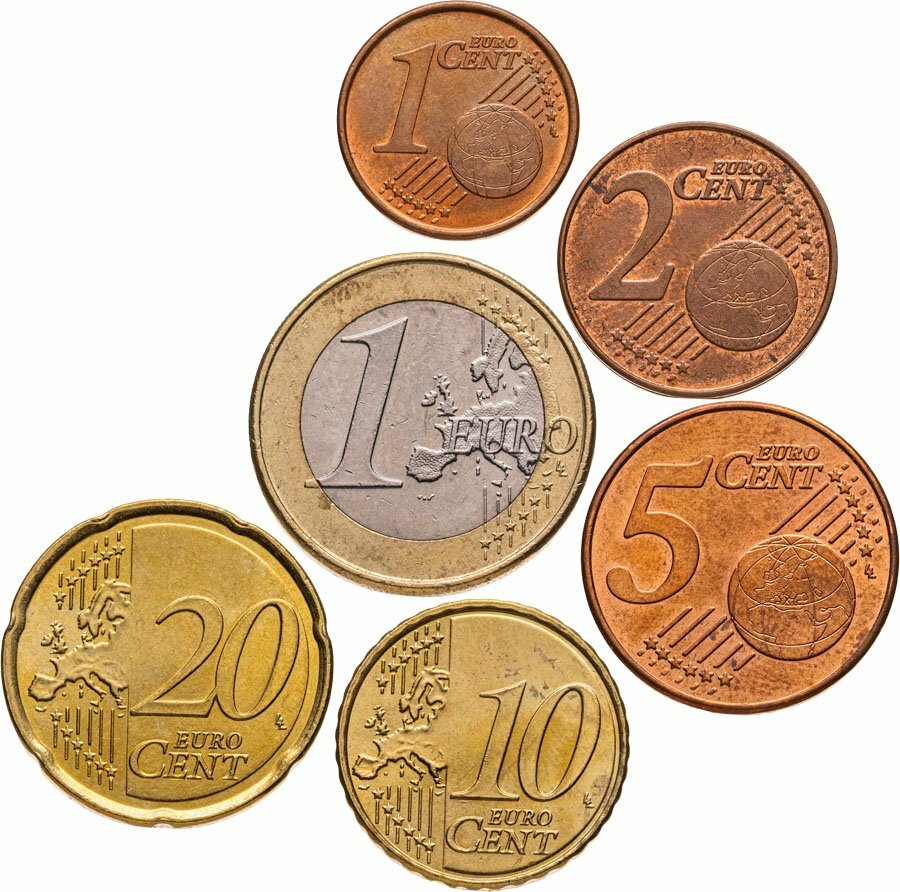 Кипр набор монет евро 2008-2020 6 штук, Биметалл, нордик, сталь с медным покрытием, в сохранности VF-XF