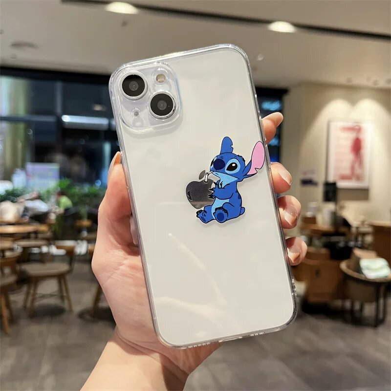 Силиконовый чехол с рисунком Стич и стройной трубочкой для iPhone SE 2-го поколения, милый картонный дизайн