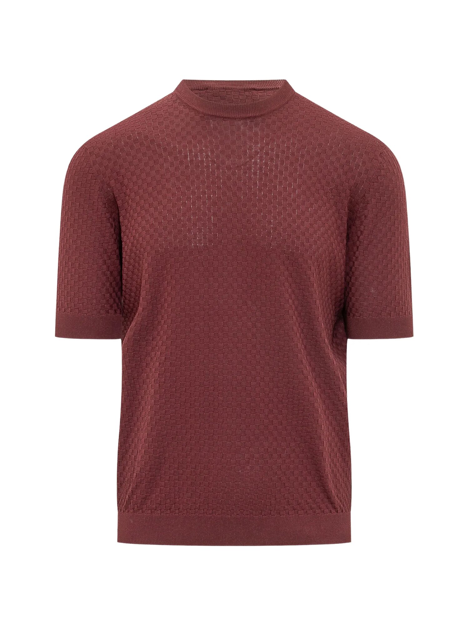 Свитер FILIPPO DE LAURENTIIS Checkerboard-knit short-sleeve sweater