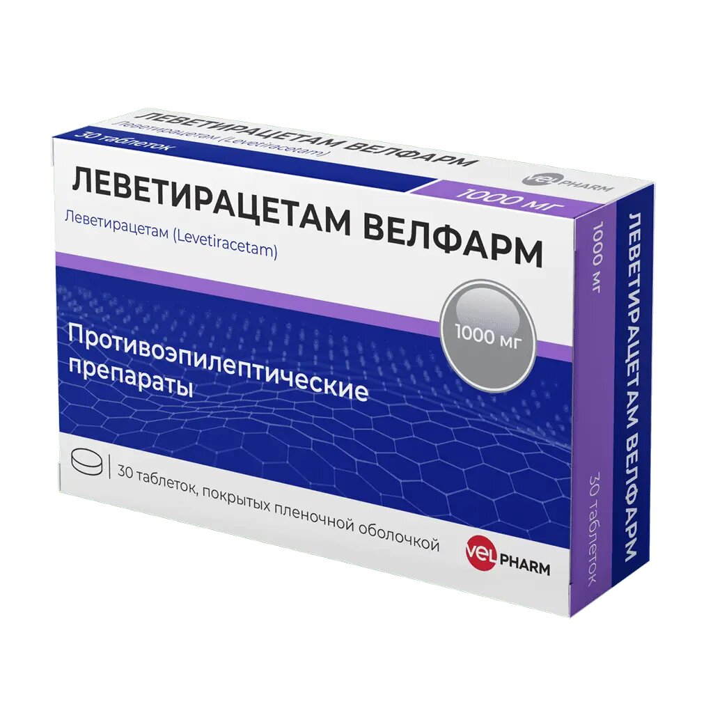 Леветирацетам Велфарм таблетки покрыт. плен. об. 1000 мг 30 шт