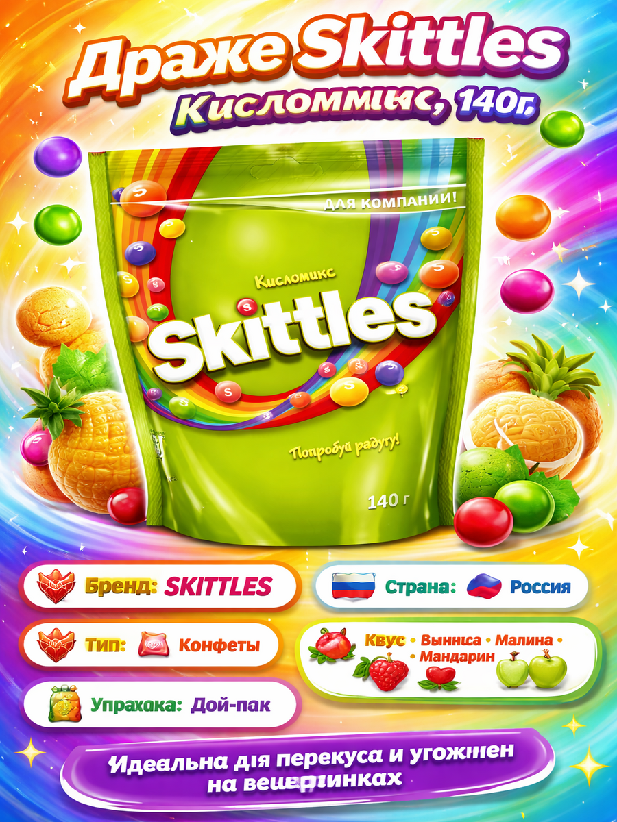 Драже Skittles Кисломикс, 140г