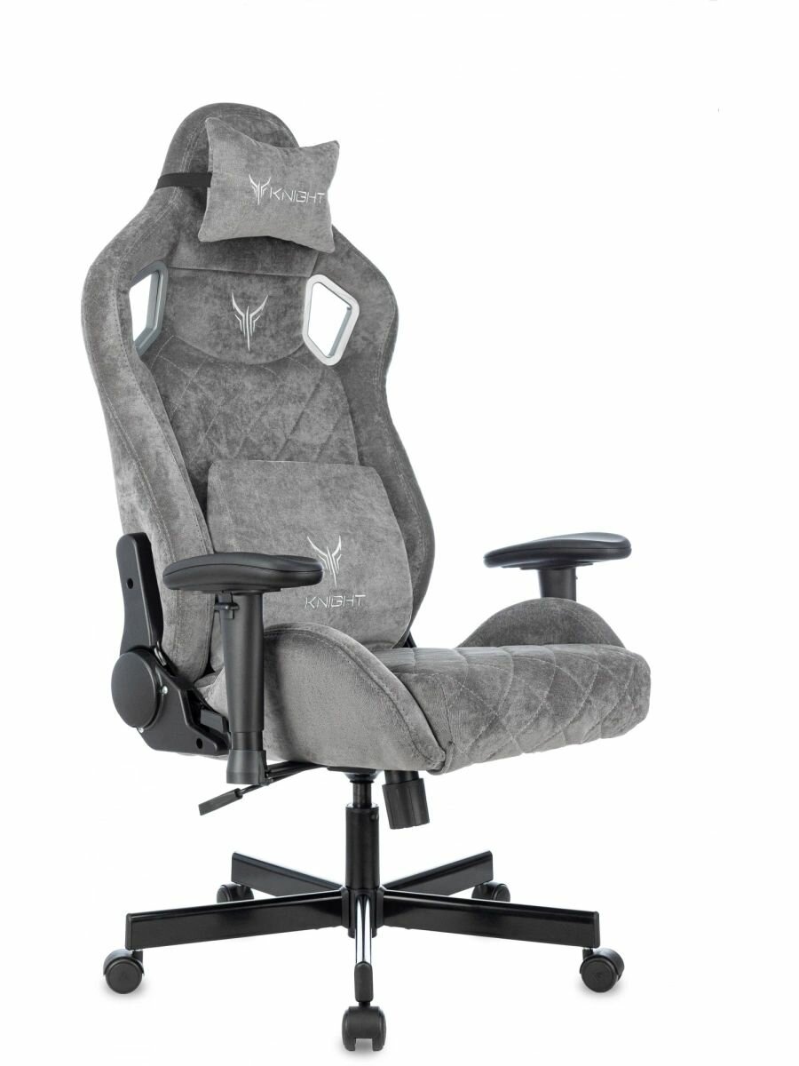 Кресло игровое KNIGHT Outrider LTD, ткань, до 150кг, регулируемые 2D подлокотники, серый