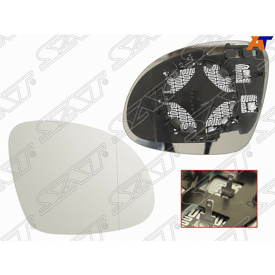 Полотно зеркала Volkswagen Tiguan 06-17 / Skoda Yeti 09-18 (Справа/ Обогрев/ асферическое) от официального дистрибьютора, SAT, артикул STVW70940G1