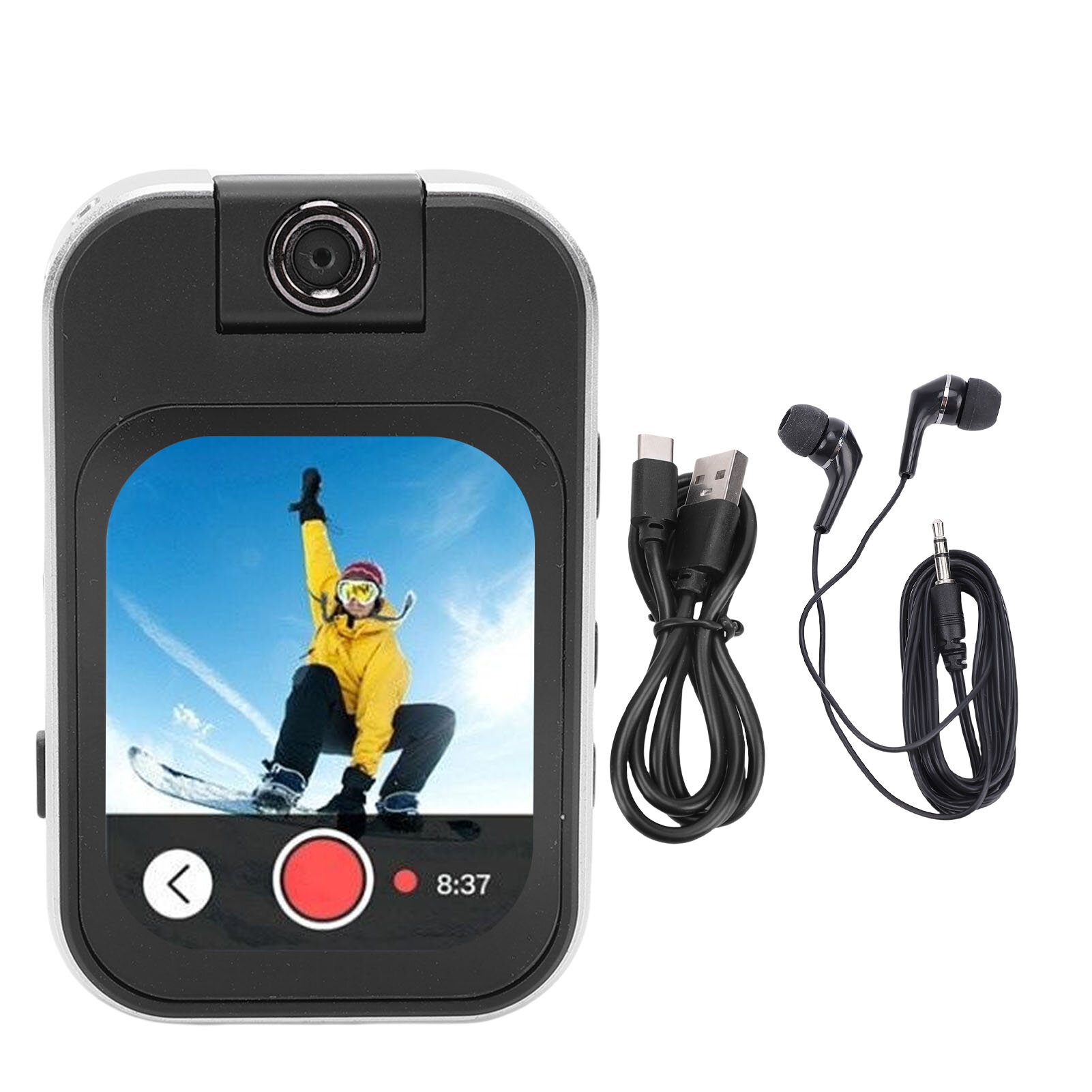 Клип на камере с MP3 MP4 Music Player Bluetooth 48MP Sports Camera с 2,02 -дюймовым сенсорным экраном 32 ГБ маленькой карты памяти