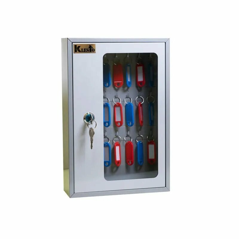 Шкаф для ключей Klesto SKB-24 на 24 ключа, металл/стекло, серый, 1001245