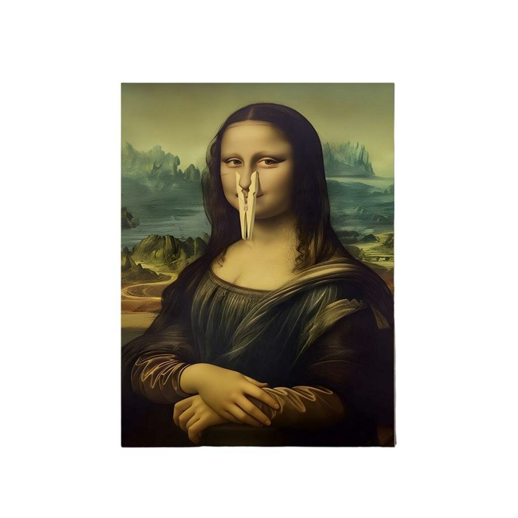 Забавная картина «Мона Лиза закрывает нос», 11,8x15,7 дюйма - F