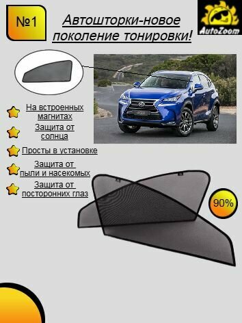 Автошторки магнитные для Lexus NX200t (Z10)1поколение (2014-2017г. в.), джип 5-ти дв, для России на передние двери 2 шт/шторки для автомобиля/съемная тонировка/AutoZoom