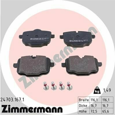 Колодки тормозные задние BMW F10 F11 F12 F13 F18 F06 11- ZIMMERMANN 247031671