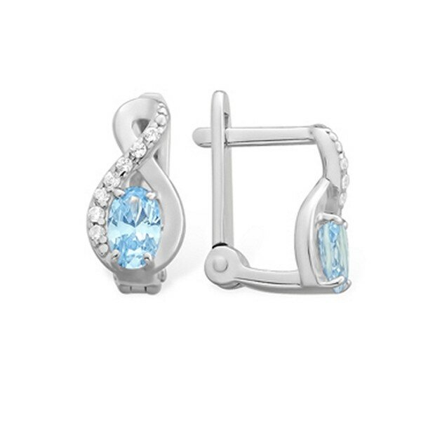Серьги, серебро, 925 проба, родирование, фианит