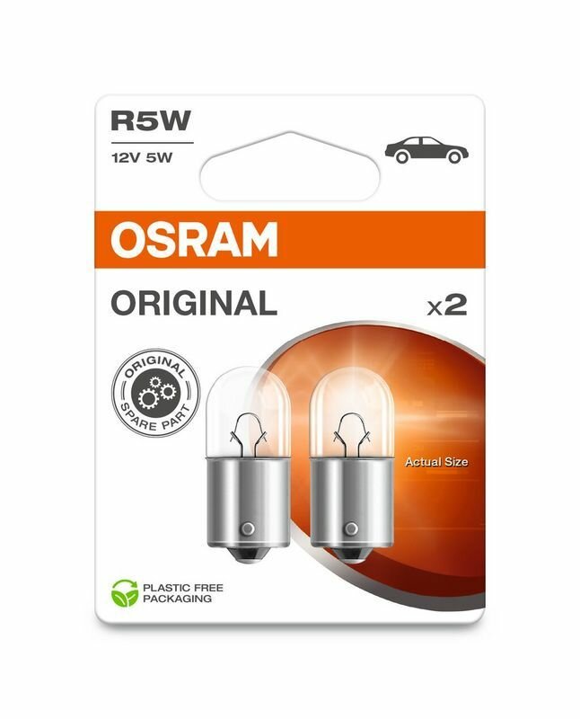 Лампа накаливания 12V R5W 5W 50lm BA15s OSRAM ORIGINAL LINE 2 шт. блистер 5007-2BL
