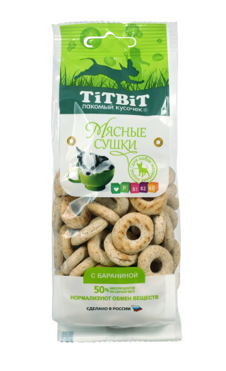 Лакомства для собак TiTBiT Мясные сушки с бараниной для мелких пород (100 г)