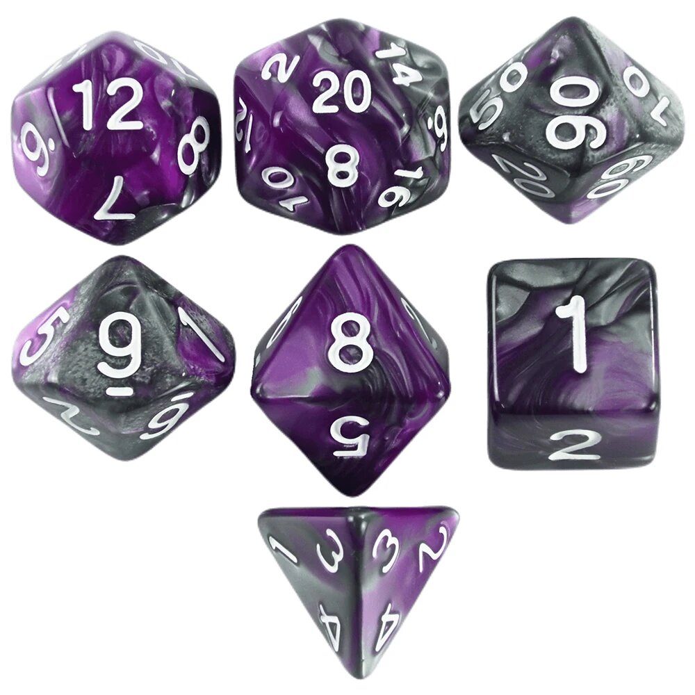 Набор костей DND 7 шт. фиолетовый акрил, Purple Gray