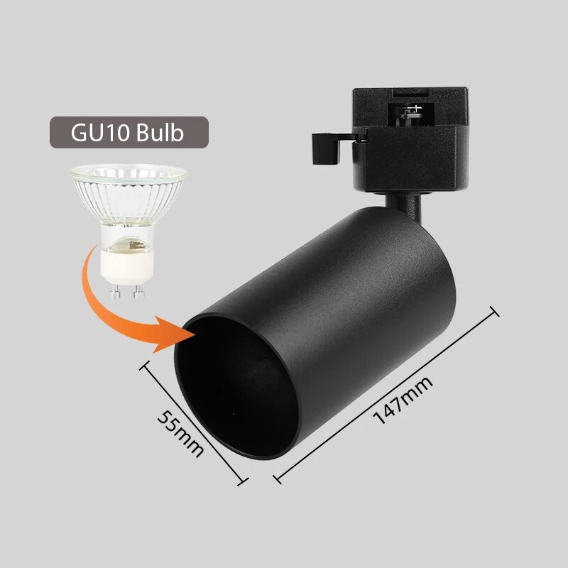 Трековые светодиодные споты GU10, черный/белый, 30Вт Warm White, Черный, only 1pcs black 02