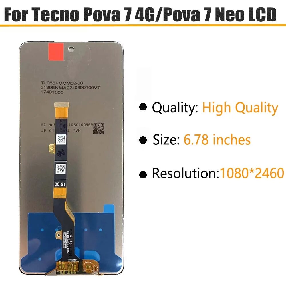 LCD-дисплей LJ6 с сенсорным экраном и дигитайзером для Tecno Pova 7 4G, в сборе с рамкой, для Tecno Pova 7 Neo