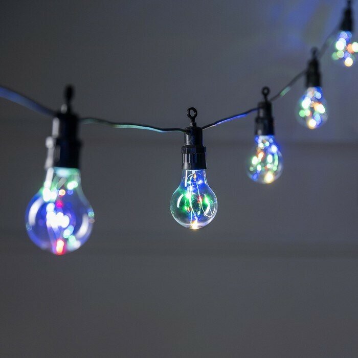 Гирлянда Белт-лайт 5 м с насадками Роса , IP44, УМС, тёмная нить, 50 LED, свечение мульти, 3 В