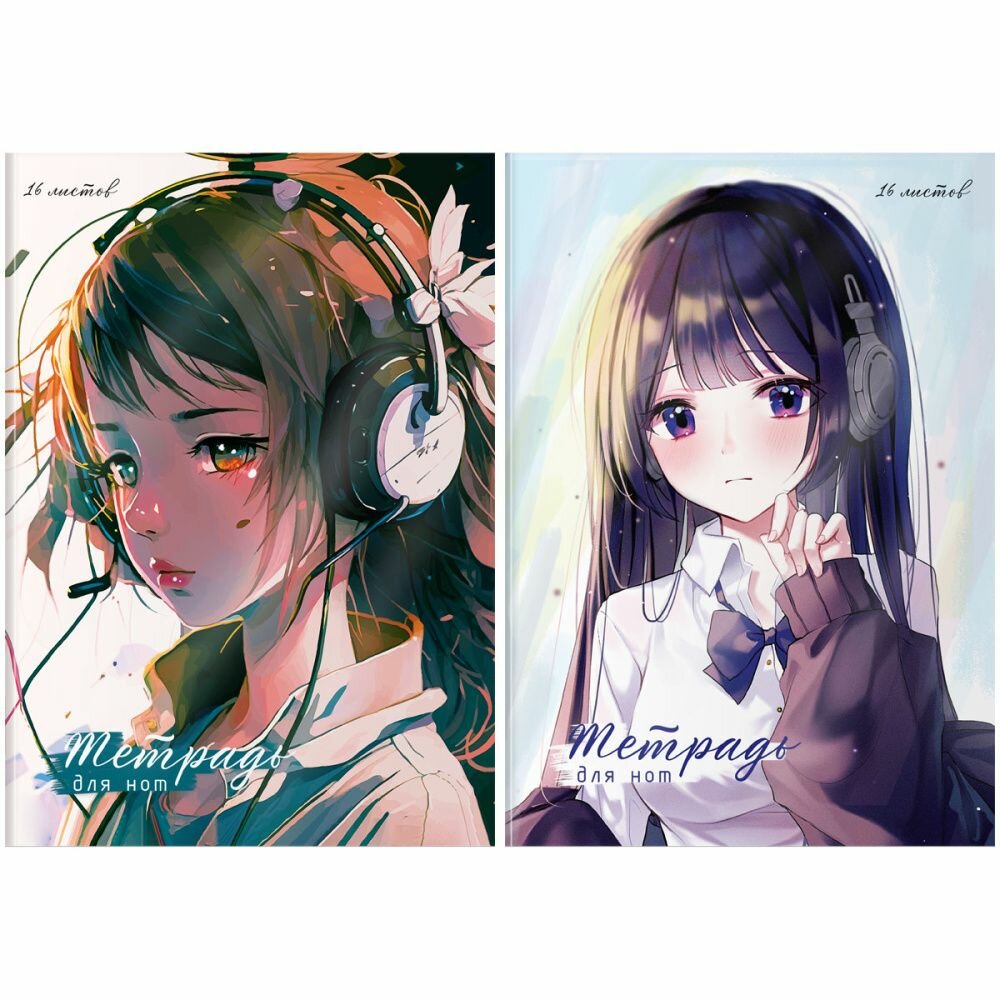 Тетрадь для нот 16л, А4, на скрепке BG "Anime" (вертик.) (ТН4ск16 12425)