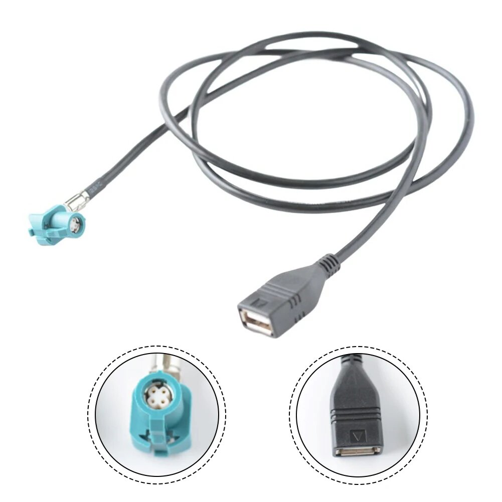Черный USB-разъем для автомобильной магнитолы, USB-кабель для авто, видеокабель, быстрая установка, износостойкий материал, длина кабеля 100 см
