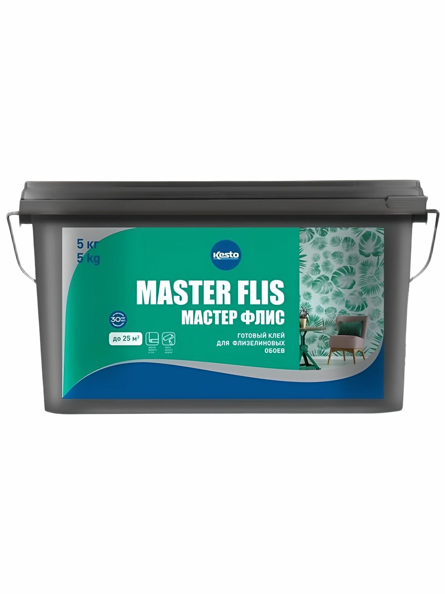 Готовый клей для флизелиновых обоев Kesto Master Flis, ведро 5 кг
