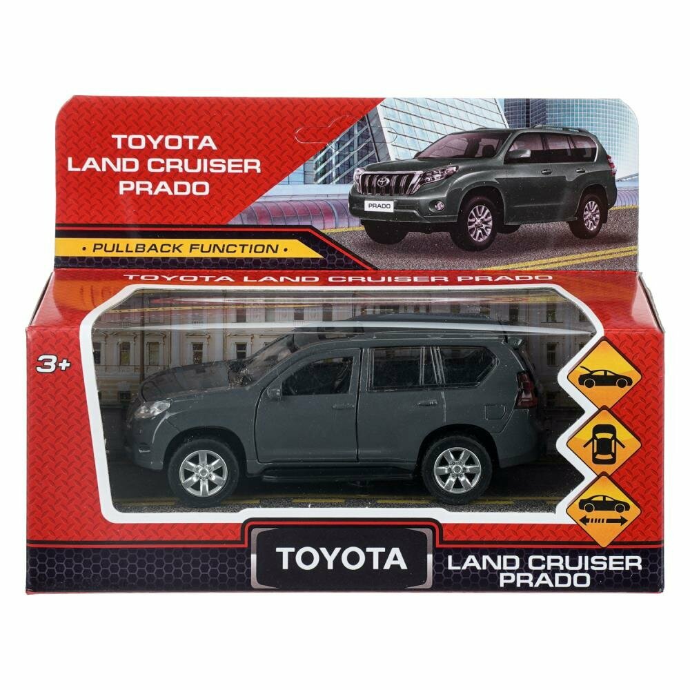Машина металл TOYOTA LAND CRUISER PRADO 12см, двери, багажник, инерция, серый технопарк PRADO-12-GY (72)