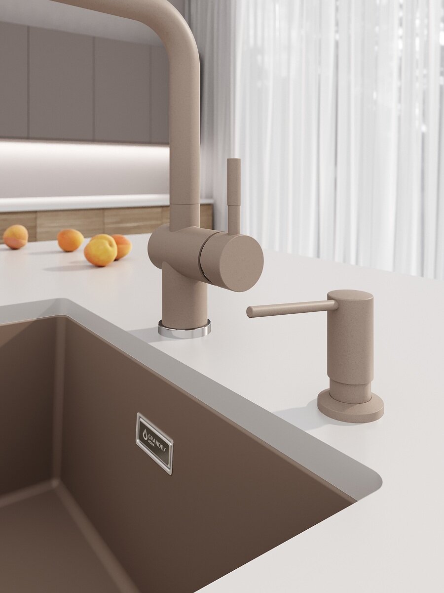 Дозатор для жидкого мыла Grandex Aqua JOY Beige 350 мл диспенсер для моющего средства встраиваемый бежевый
