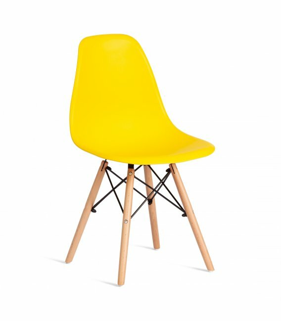 Стул CINDY (EAMES) (mod. 1801) / 1 шт. в упаковке дерево бук/металл/сиденье пластик, 45x51x82 см, Yellow (Желтый)