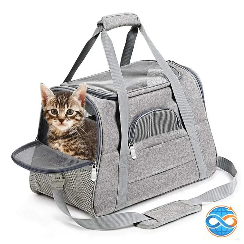 Переноска для кошек, Сумки для домашних животных, кошек, собак, дорожные сумки, серый, 44x29x26 см,