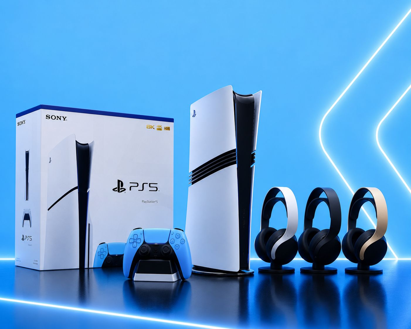 Приставка Sony PlayStation 5 Slim c дисководом 1TB SSD + Sony Pelse 3D camo/Black+гемпад голубой