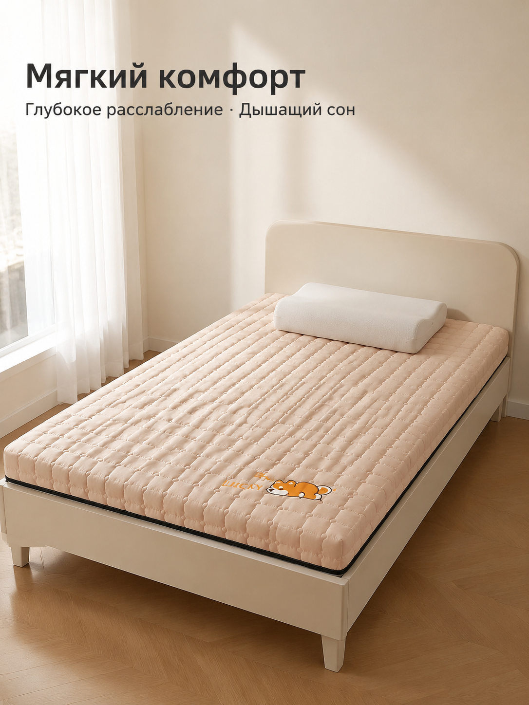 Складной матрас на пол 90×200 см, золотистый, 4.5 см, лёгкий, для пикника