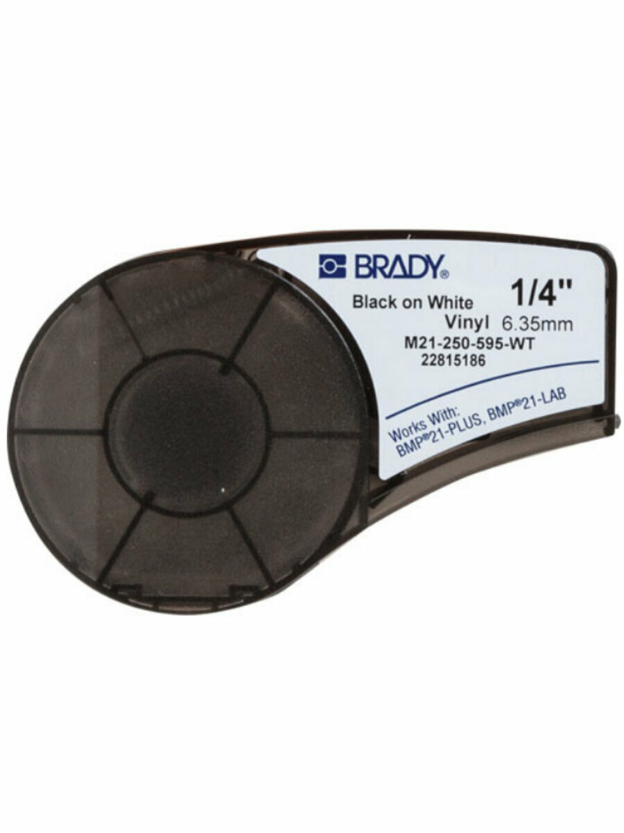 Лента красящая Brady M21-250-595-WT brd139744 6.35 мм/6.4 м винил, черный на белом, для BMP21 Plus