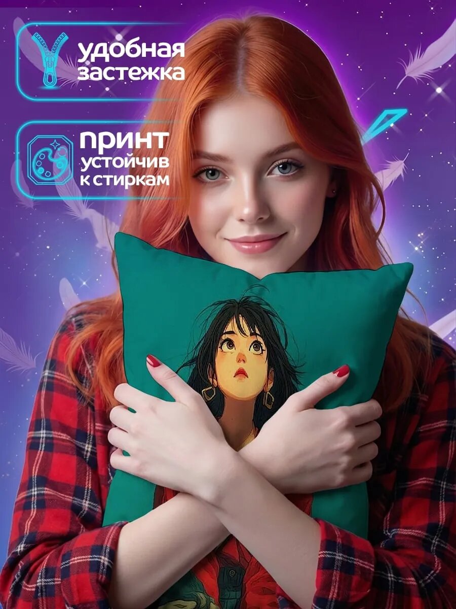 Подушка дакимакура Девушка в красном свитере — фото 1