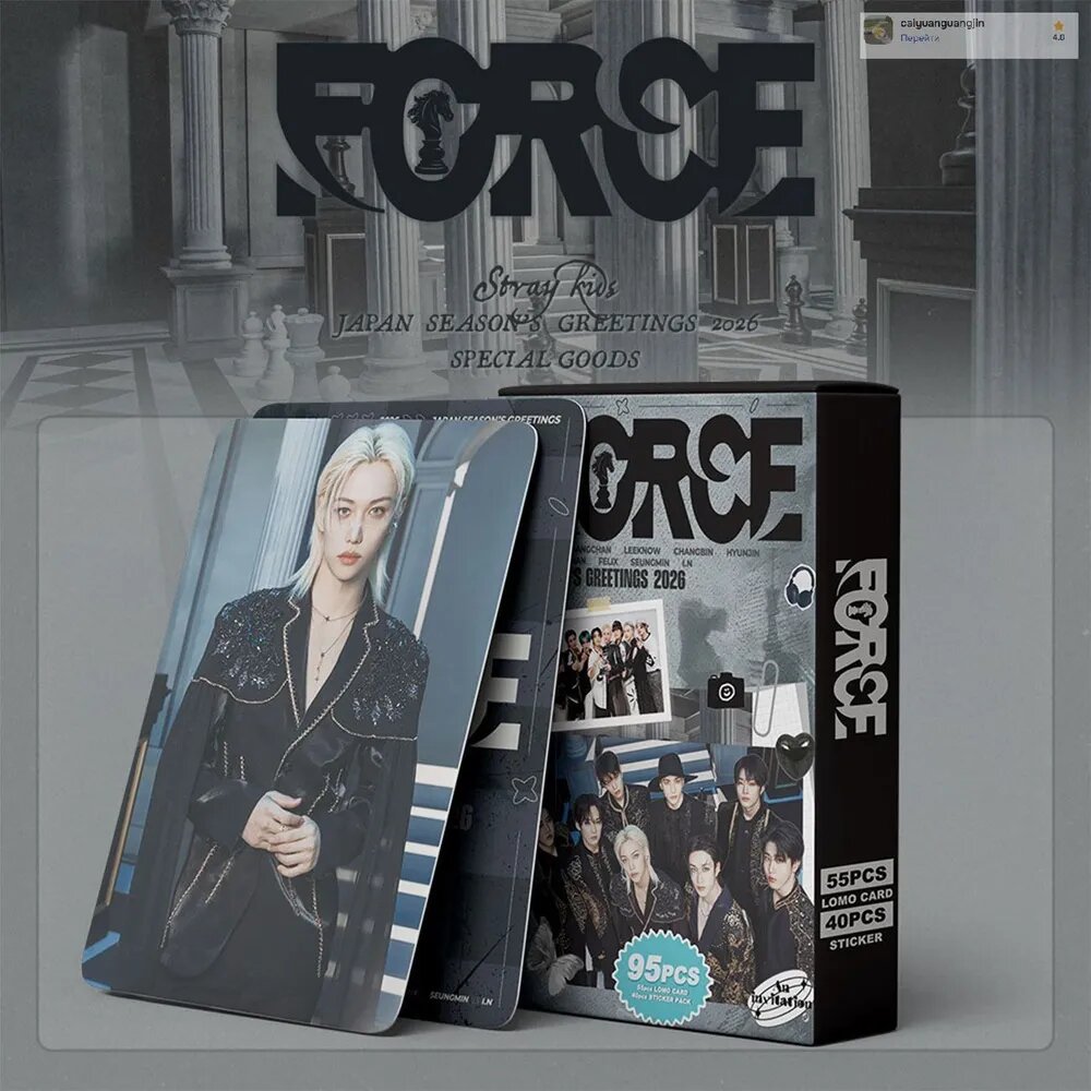 Эксклюзивный коллекционный набор STRAY KIDS SKZ, включающий альбом JAPAN SEASON'S GREETINGS FORCE с 95 LOMOкарточками и постером с наклейками