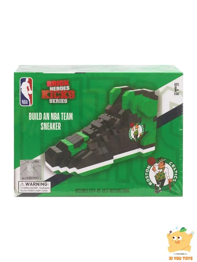 Boston Celtics NBA Sneaker Building Set / Конструкторы для сборки игрушек в форме классических кроссовок Boston Celtics, подходящие в качестве украшения коллекции или подарка