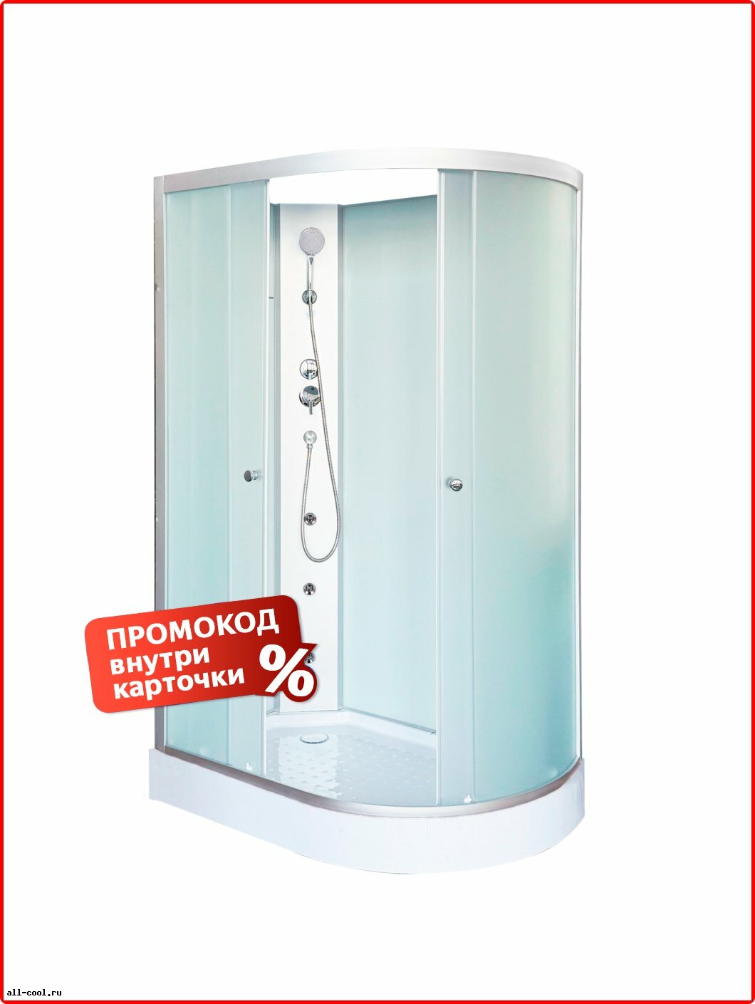 Душевая кабина DTO Crocifissa 120x80 низкий поддон, асимметричная, серебристый, гидромассаж