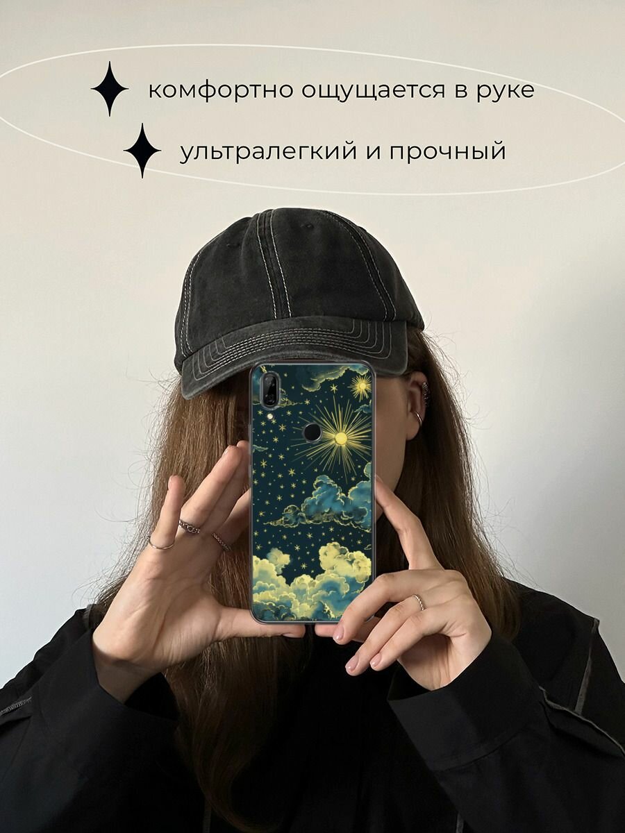 Чехол на Huawei P Smart Z/Honor 9X / Хуавей P Smart Z /Хонор 9Х с принтом Звездное небо и облака — фото 1