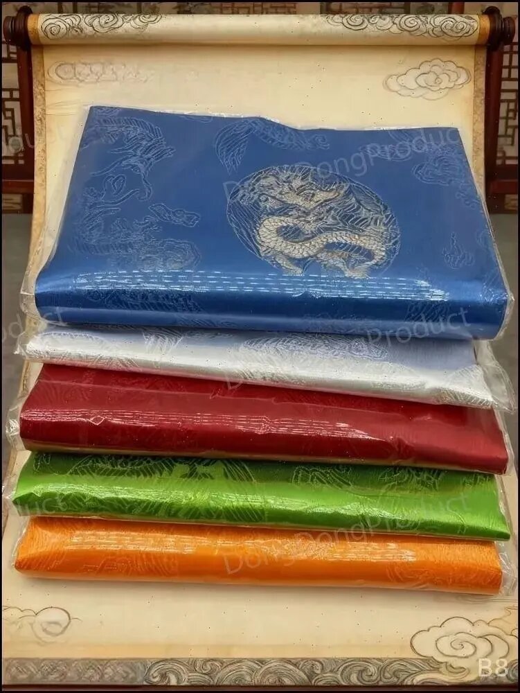 Хадак буддийский Дракон и Феникс набор 5 цветов, 150x24 см, ритуальный шарф для подношения, алтаря, церемоний (Бурятия, Тыва, Калмыкия)