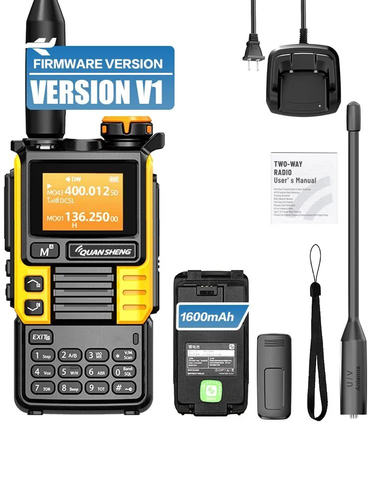 Рация Quansheng UV-K5 (99) V1, авиадиапазон 50-600 МГц, поддержка прошивок, Type-C