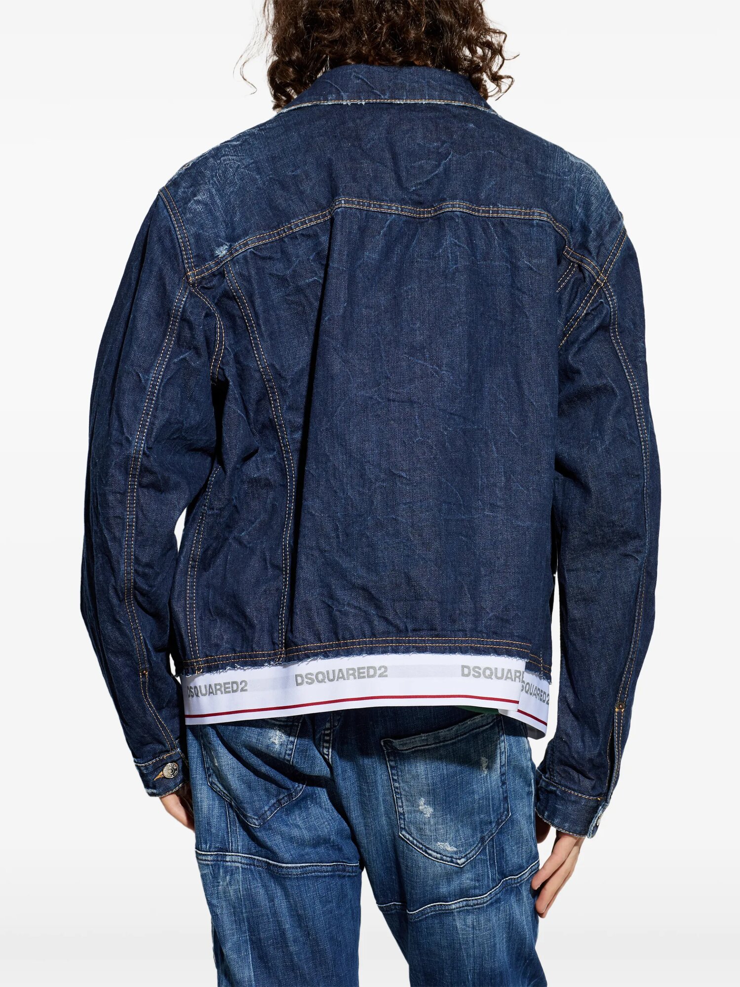 Куртка DSQUARED2 Distressed logo-trim denim jacket, размер XL — фото 1