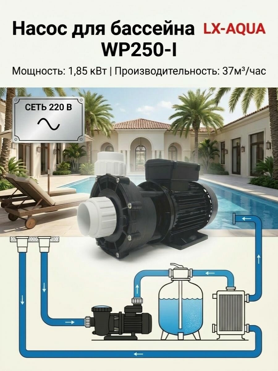 Насос для бассейна LX-AQUA WP250-I (220 В, 37м3/час)