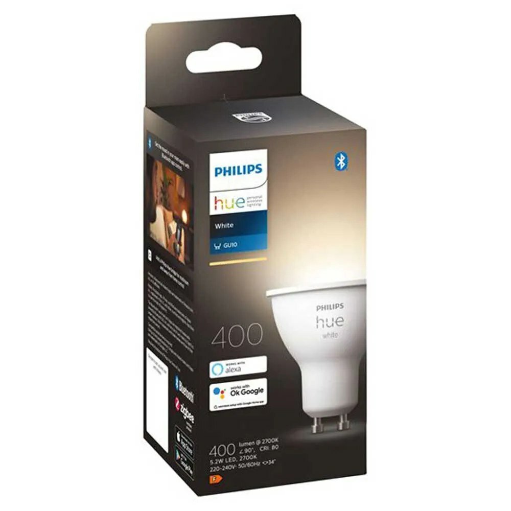 Philips Hue White GU10 — умная лампа (1 шт, 400 Лм, Bluetooth, Zigbee, голосовое управление)(929001953505)