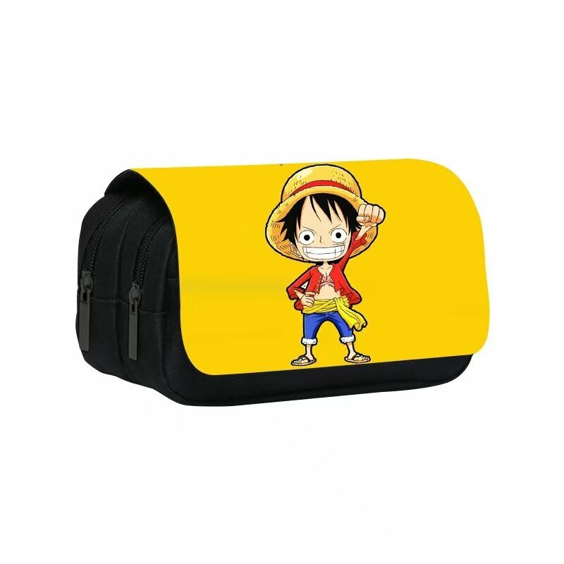 One piece pirate ship print double layer stationery case with large capacity for kids