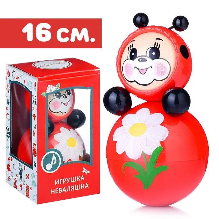 Котовские неваляшки Неваляшка для малышей 16 см Божья коровка 6с-0020