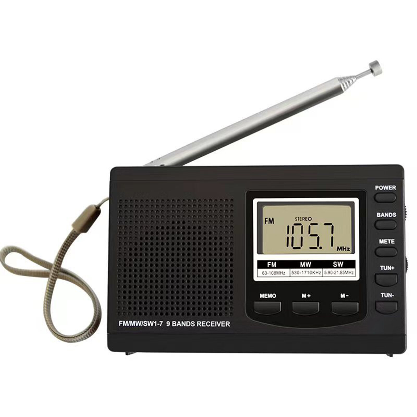 Портативный радиоприемник FM/MW/SW с цифровым будильником и