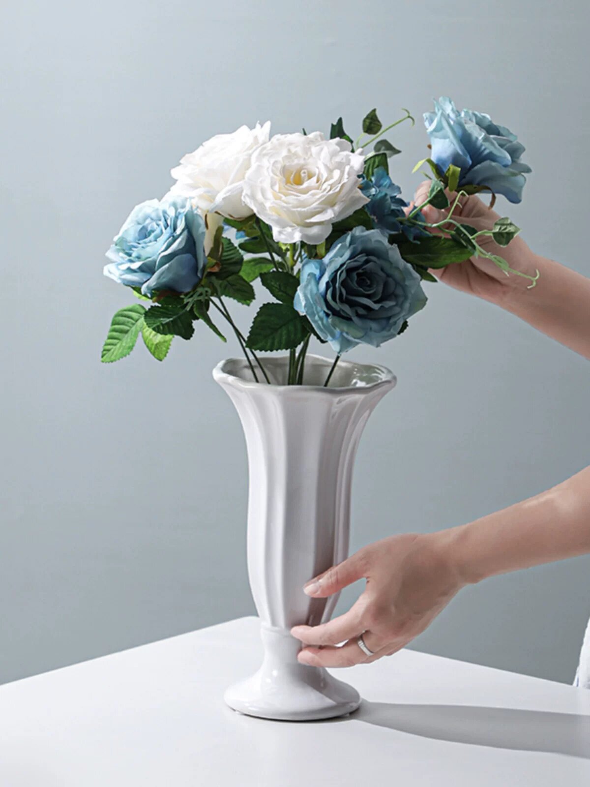 Ваза Lenox Petal Lily, кремовая, теплая, термостойкая, для кабинета, гостиной, французская керамическая ваза для декора