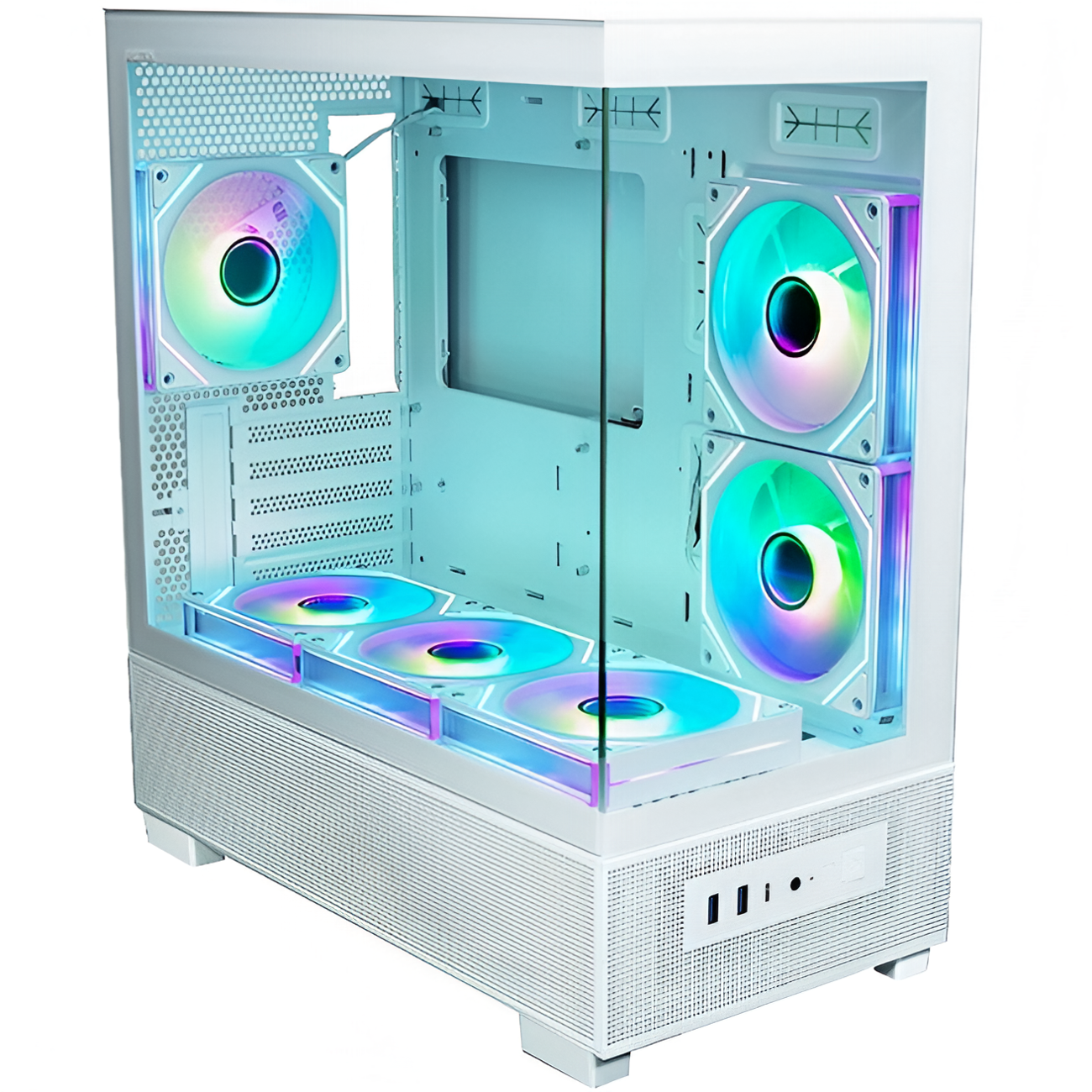 Корпус Mini-Tower XASTRA Q500M 6ARGB-C10-UC ARGB, Micro-ATX, White (Q500M-6FM12A-C10-UC-WH)