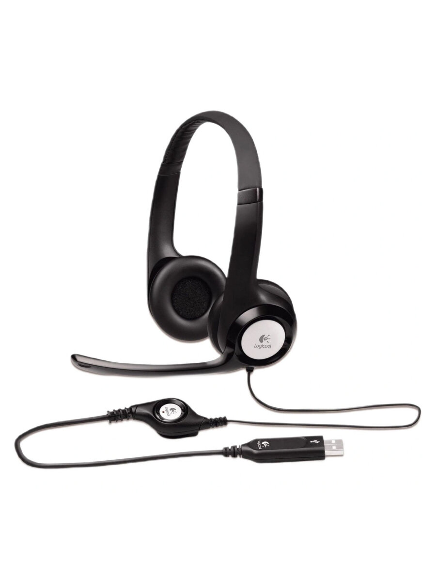 Гарнитура проводная LOGITECH H390 черный (USB, кабель 1.9м) (981-000485)