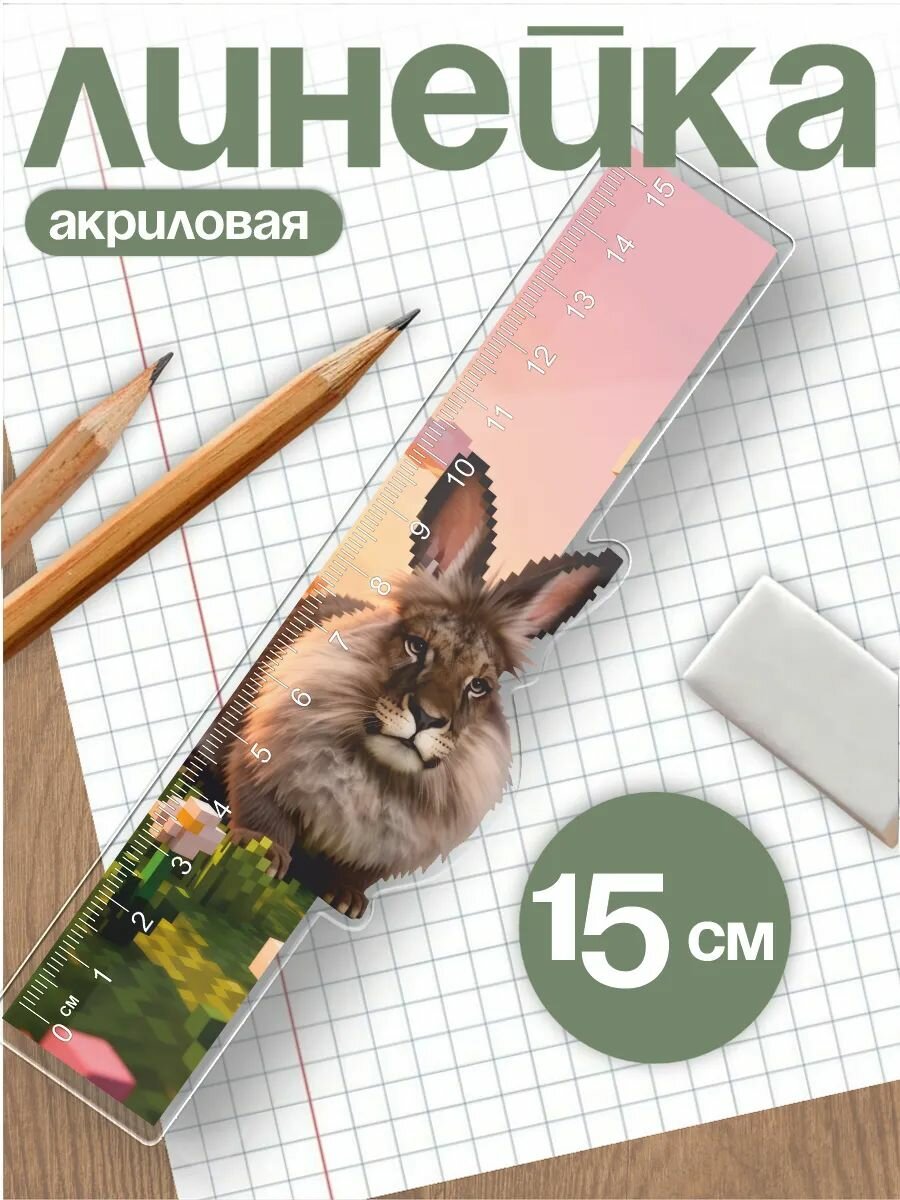 Канцелярия для школы линейка 15 см Черемша мем Майнкрафт