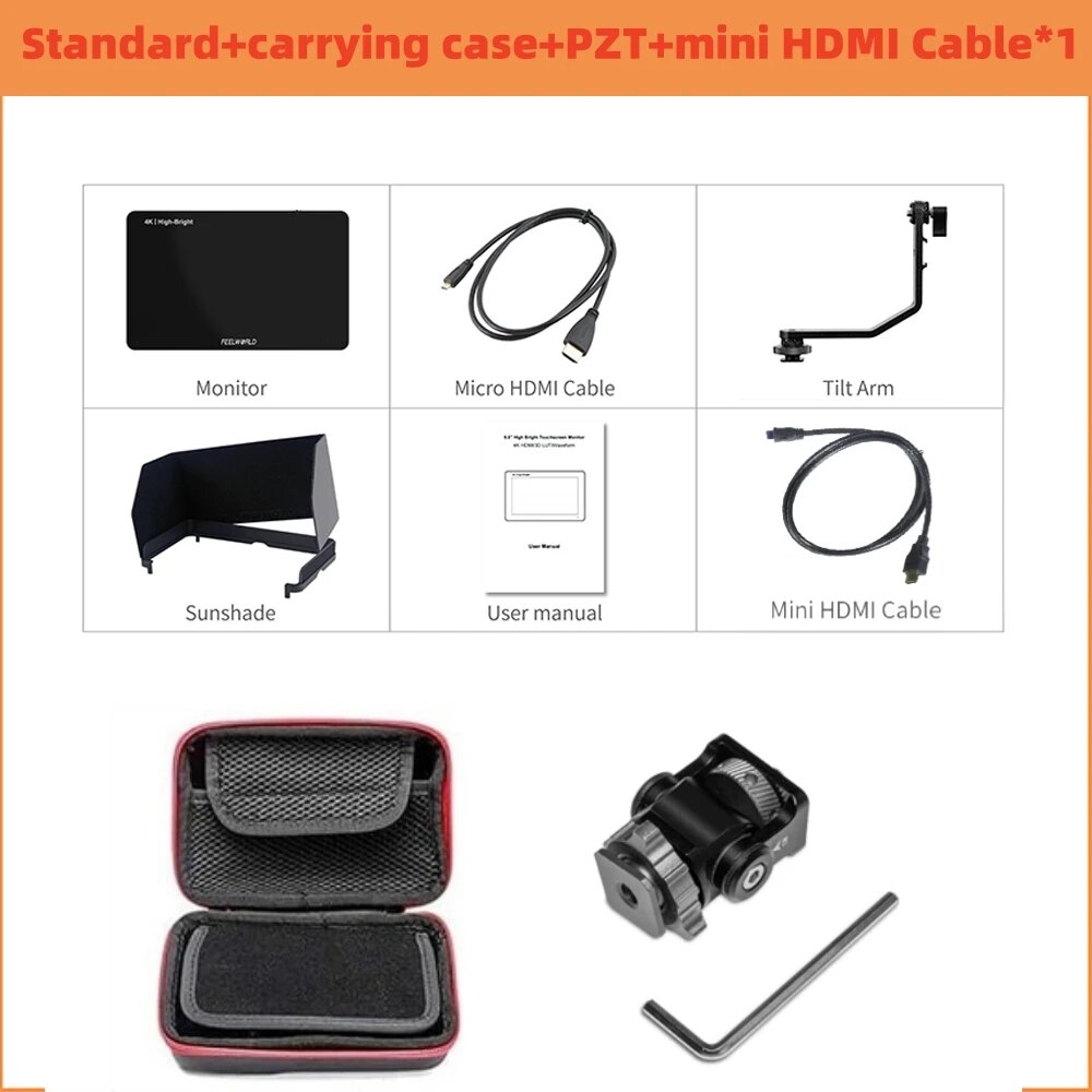 FEELWORLD F6 PLUSX монитор для камер DSLR с экраном сенсорного типа 5,5 дюйма, высокой яркостью 1600 нит, IPS, разрешением FHD 1920x1080 и HDMI 4K