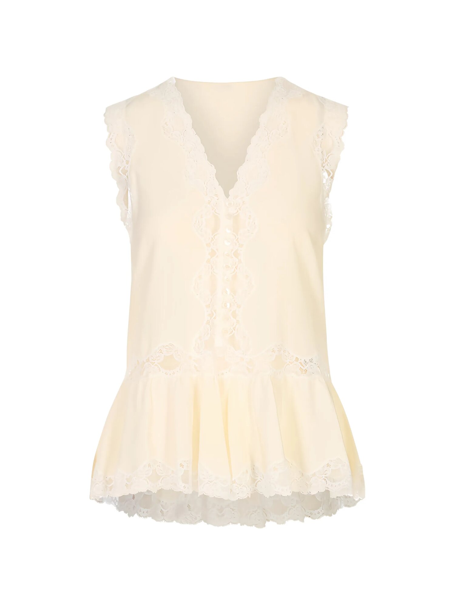 Блуза Lace-trim sleeveless peplum blouse