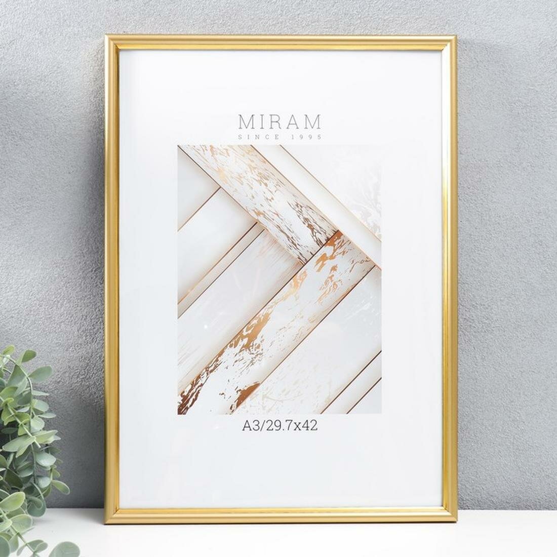 Фоторамка пластик "мирам" 29.7х42 см, (A3) золото (пластиковый экран)